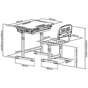 Kids Desk and Chair Set, Functional Children Desk Study Table, Tilted Table Height-Adjustable Desk and Chair Combination with LED Light, Storage Drawers for Boys and Girls, Blue