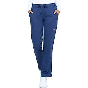 Sanibel Scrubs Stretch Women's Petite Midrise Tapered Leg Drawstring Pant (Navy - PL130P-NARS-MP)