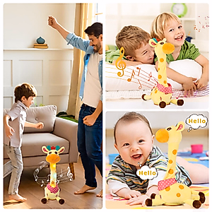 Emoin Giraffe Stuffed Animal Baby Toys 6 to 12 months Giraffe Toys Singing 10 Children's Songs Dancing Giraffe Light Up Toys Repeat What You Say Giraffe Gifts for Toddlers 1-3 Years Old