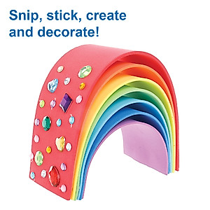 Baker Ross AX949 Rainbow Colored Foam Sheets - Pack of 20, Colored Art Supplies for Kids Craft Making Activities