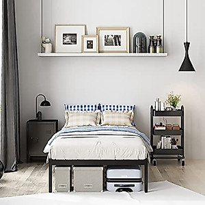 MIOCASA Metal Platform Bed Frame Twin Size Heavy Duty Industrial Bed with Steel Slat Support Easy Assembly Non-Slip Large Under Bed Storage Space 14 inch