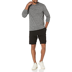 Amazon Essentials Men's Tech Stretch Long-Sleeve Hooded T-Shirt, Grey Space Dye, Medium