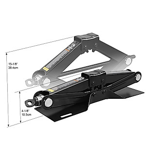 Torin AT10152B Steel Scissor Lift Jack Car Kit, 1.5 Ton (3,000 lb) Capacity, Black