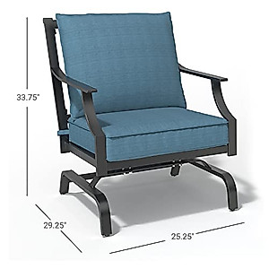 Grand patio Outdoor Patio Seating Chair, Motion Chair, Stationary Rocker, Metal Patio Chair Set of 2,Peacock Blue