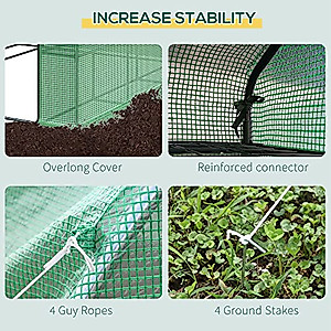 Outsunny 8' x 6' x 7' Portable Greenhouse 4-Tier Walk in Greenhouse with Roll Up Zipper Door for Flower Herb Vegetable