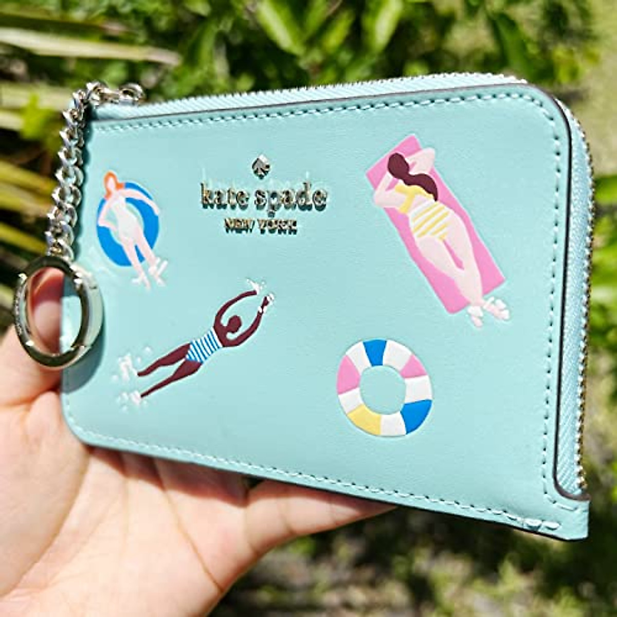 Kate Spade Pool Float Novelty Medium L-Zip Key Ring Cardholder Wallet Poolside