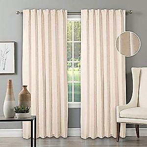 HOMIDATE Farmhouse Curtain 50x84 inch Natural, Linen 30%, Cotton 70% Curtains, 2 Panels Curtain,Tab Top Curtains, Room Darkening Drapes, Curtains for Bedroom, Curtains for Living Room, Set of 2