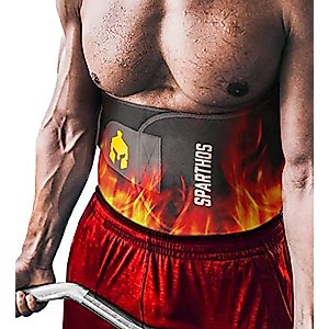 Sparthos Waist Trimmer Belt - Neoprene Waste Trainer Trainers Band for Workout, Sweat and Lose Stomach Fat - Sweet Burning Sauna Slimming Effect - Belly Tummy Weight Loss - for Men and Women (L)