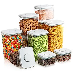 Tourdeus Pop Airtight Food Storage Containers for Pantry Organization, 10-Piece BPA Free Food Storage Containers Air Tight Storage Containers with Lids, 3.5Qt, 2.9Qt, 2.1Qt, 1.3Qt, 0.6Qt