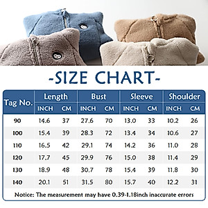 Baby Soft Fleece Sweater Jacket Adorable Cartoon Fleece Jacket Long Sleeve Hooded Jacket Solid Color Outwear Coat Zipper Up for 7-8Years