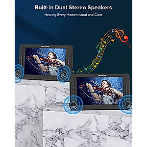 WONNIE 10.5" Dual Portable DVD Player for Car, Headrest Kids CD Players with Two Headphones Built-in 5 Hours Rechargeable Battery, Support USB/SD/MMC,AV Out & in,Regions Free (1 Player+1 Monitor)