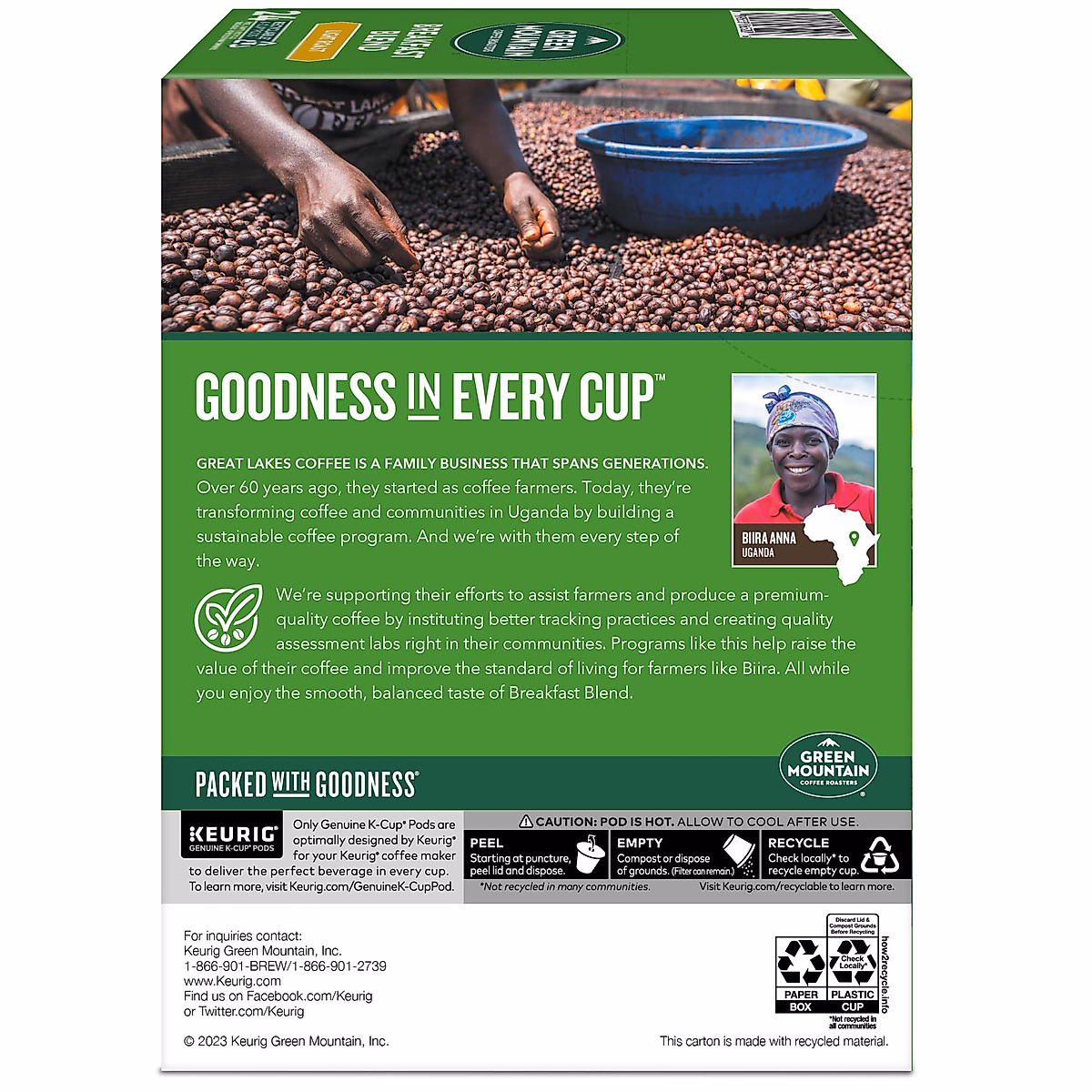 Green Mountain Coffee Roasters Breakfast Blend Single-Serve Keurig K-Cup Pods, Light Roast Coffee, 24 Count (Pack of 4)