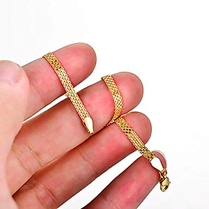 SISGEM 18k Gold Bracelets for Women, Real Gold Italian Mesh Link Chain Bracelet Jewelry for Ladies (2.8 mm)