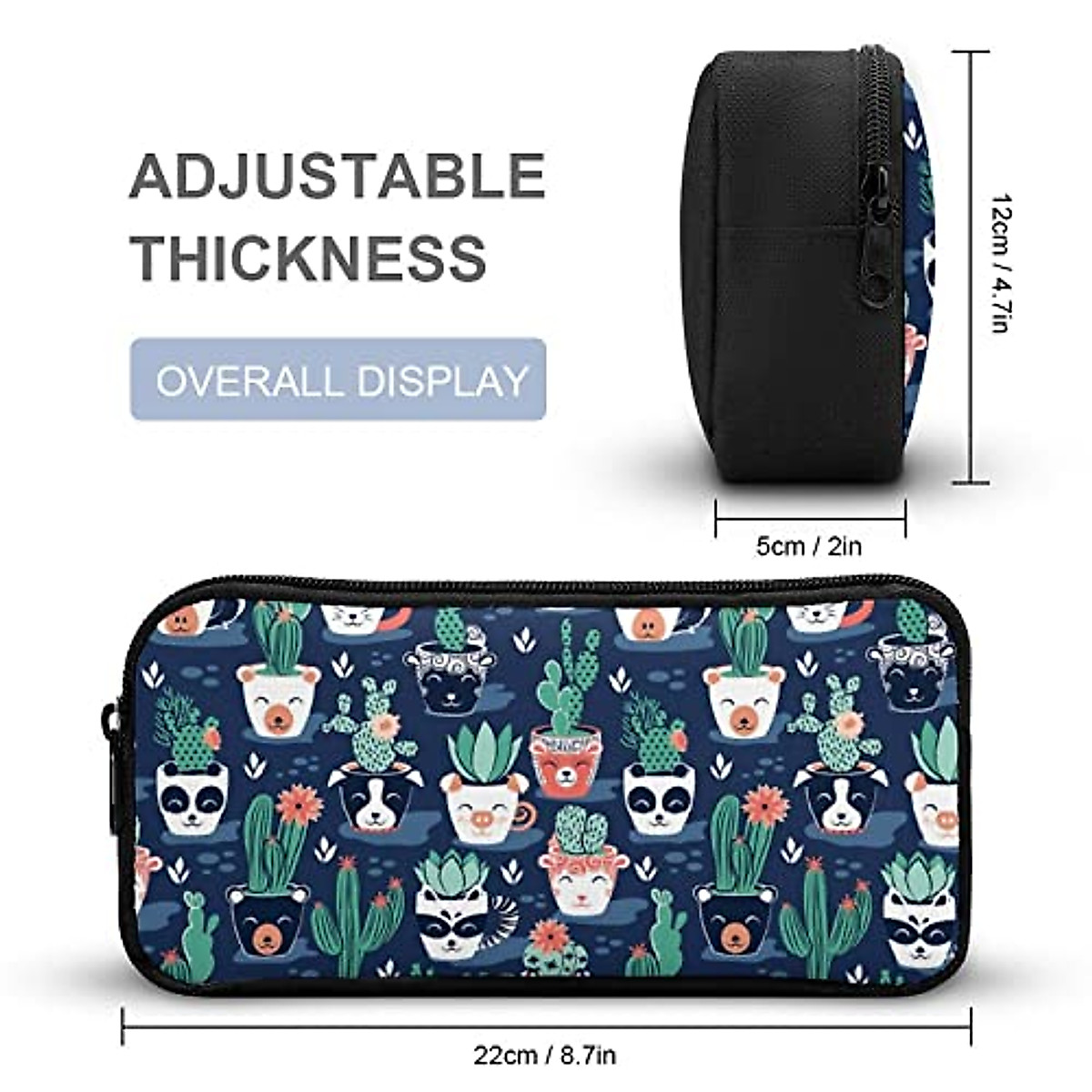 Cacti Succulents Cuddly Pots Pencil Case Stationery Pen Pouch Portable Makeup Storage Bag Organizer Gift