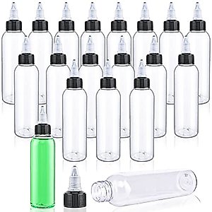 BOMEX 20 Pack 1oz Dispensing Bottles with Twist Top Cap,Small Plastic Squeeze Bottles Boston Round LDPE Bottle for Crafts,Kitchen,Household，Art, Glue（Black） (Black 4oz)