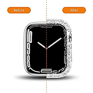 Surace 45mm Case Compatible with Apple Watch 9 8 7 Case, Bling Cover Diamond Bumper Protective Case for Apple Watch Series 9 Series 8 Series 7 45mm, 5 Packs, Rose Gold/Pink/Black/Silver/Clear