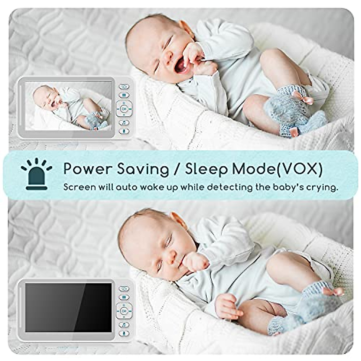Video Baby Monitor with Camera and Audio, 4.3 inch Baby Monitor with Night Vision, 2-Way Audio Talk, Temperature Sensor, VOX Mode, 8 Lullabies, Long Range and High Capacity Battery, Ideal for New Moms