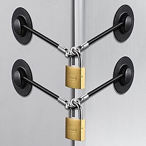 Hotop 4 Pieces Refrigerator Door Lock with Key Padlock Freezer Door Safety Cabinet Chest Mini Fridge Lock for Adults with Adhesive