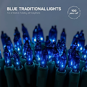 Christmas String Lights [100 Set] 25 Ft Blue Christmas String Lights, for Xmas Tree, Garland, Holiday, Party Décor –Mini Christmas Lights for Tree Weather-Resistant