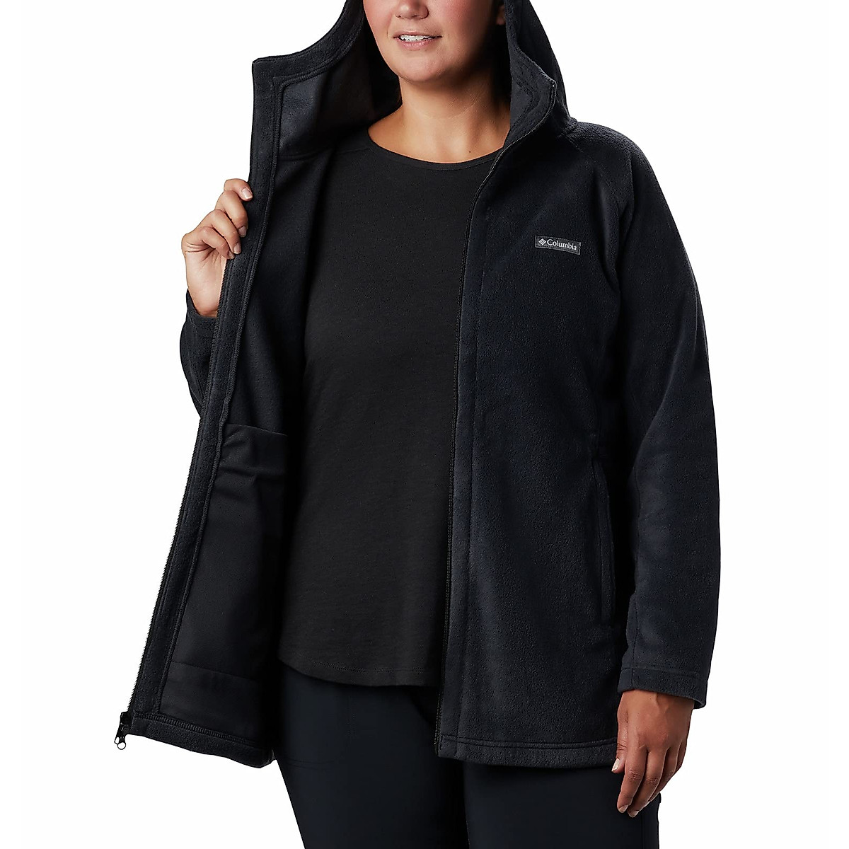 Columbia Womens Benton Springs II Long Full Zip Fleece Hoodie, Black, 3X