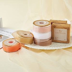 JINGLESTAR 1 Inch Wide Sheer Chiffon Ribbon - Pearl Silk Woven Ribbon Suitable for Gift Wrapping, Wedding Decor, Home Decor, Girl Hair Accessories Handmade DIY (25 Yards/roll) (Baby Pink)