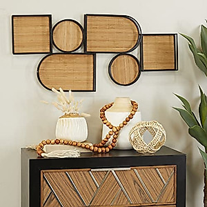 Deco 79 Bamboo Geometric Shapes Wall Decor with Metal Wire Frames, 37" x 2" x 17", Brown