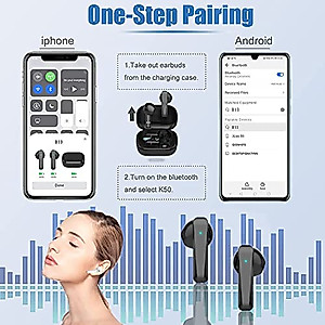 Wireless Earbuds,Bluetooth 5.3 Ear Buds Stereo Bass,Bluetooth Headphones in Ear Noise Cancelling Mic,IP7 Waterproof Earphones Sports Ear pods,Air Buds Pro 32H Playtime for iPhone/Android/Samsung