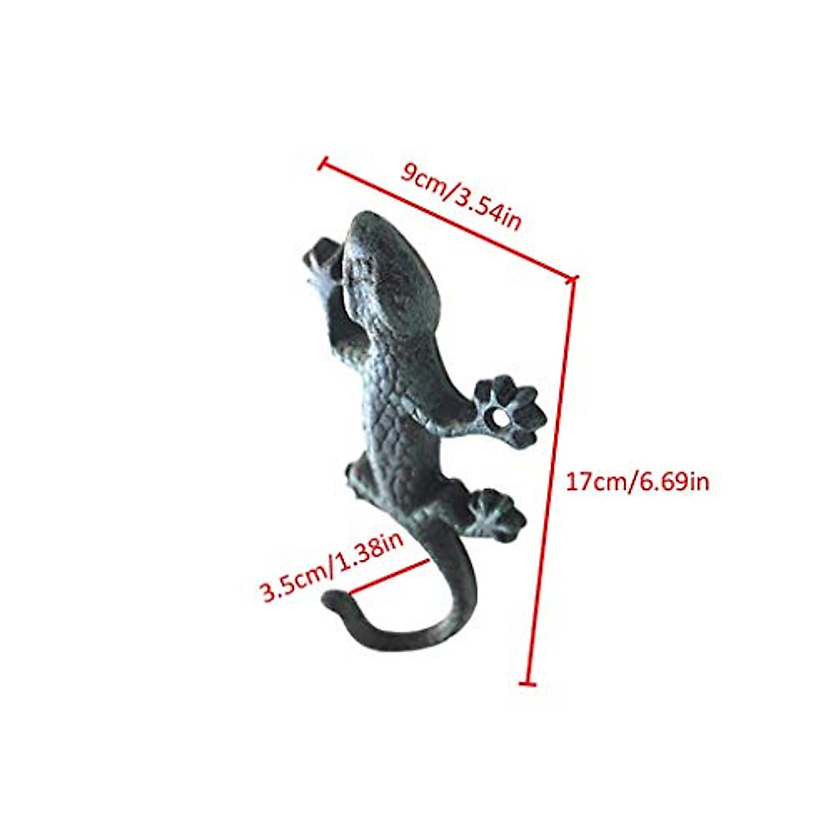 Wall Mount Cast Iron Gecko Shaped Hook Coat Hat Clothes Hanger/Cast Iron Decorative Wall Hook - Gecko Hook Hanger Holder Coat Apron Hat Towel Wall Hook, Wall Hanging Decoration Hook