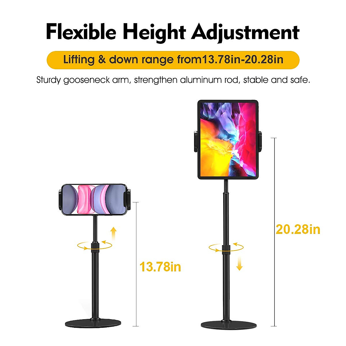 Licheers Tablet Stand and Holder Adjustable, Tablet Holder for Desk, Thick Case Friendly iPad Holder Stand Compatible with(4.7"-13") iPad Pro 12.9,10.9,10.2, Air Mini 4 3 2, Fire, Tab, Nexus, Kindle