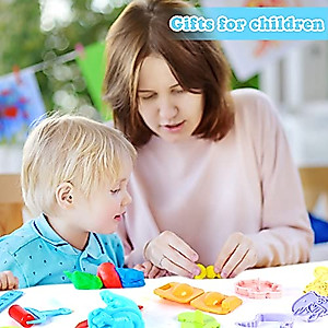 Oun Nana Playdough Tools 53 PCS Dough Tools Kits for Kids, Playdough Accessories Various Shape Molds, Animal, Dinosaur, Stamps, Scissors, Extruder, Cutters, Rollers, Dough Mat with Storage Bag