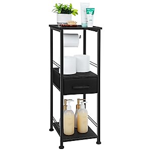 MOOACE Bathroom Storage Cabinet Free-Standing Bathroom Stand with Cloth Drawer Toilet Paper Storage Shelf 3 Tier Narrow Towel Organizer Cabinet for Small Space Bathroom Kitchen Laundry Room,Black