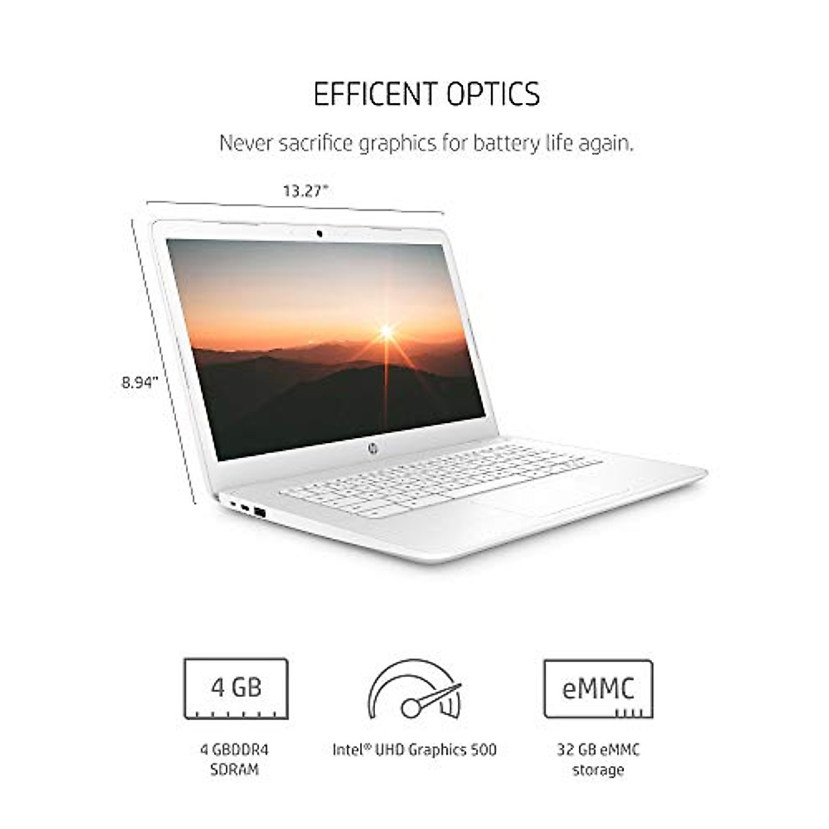 HP Chromebook 14 Laptop, Dual-core Intel Celeron Processor N3350, 4 GB RAM, 32 GB eMMC Storage, 14-inch FHD IPS Display, Google Chrome OS, Dual Speakers and Audio by B&O (14-ca051nr, 2020)