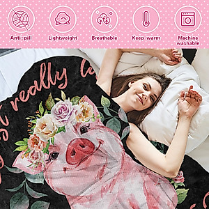 Pig Blanket, I Just Really Like Pigs Blanket, Gift for Pigs Lovers Girl Boy Women, Cozy Soft Plush Lightweight Animal Lover Throw for Sofa,Bed and Living Room for Gift 50x60 Inch for Teens