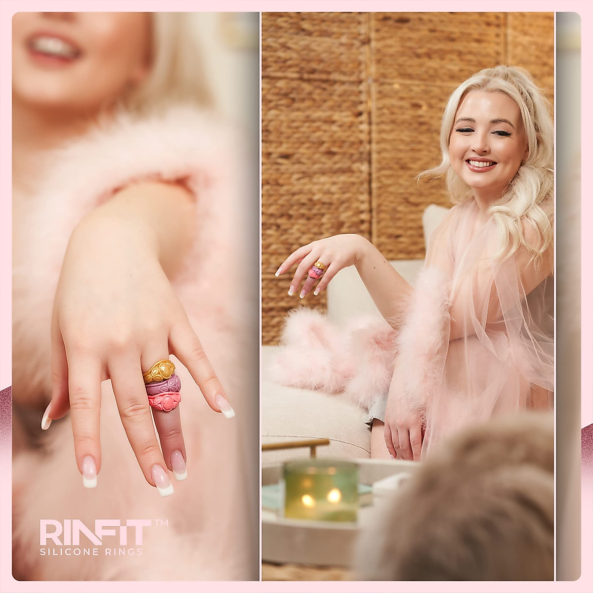 Rinfit Silicone Rings for Women - Womens Wedding Rings - Silicone Wedding Bands - Oval Rubber Ring - Patented Design - Dark Silver Ring, Size 10