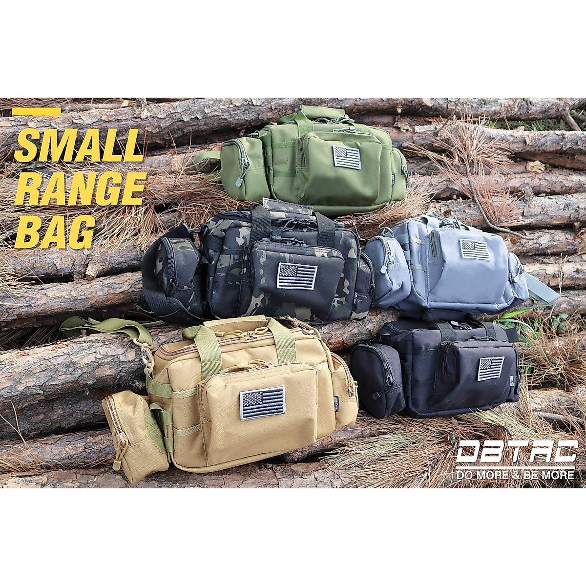 DBTAC Gun Range Bag Small | Tactical 2x Pistol Shooting Range Duffle Bag with Lockable Zipper for Handguns and Ammo (Black)