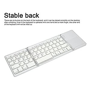 LMOLING Folding BT Keyboard, Wireless Portable Keyboard, 63 Keys Metal Ultra Thin Mini Folding Keyboard with Touchpad for Tablet Smartphones(Silver)