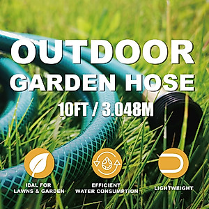 Garden Hose Leakproof for Gardener: 1/2” PVC Water Hoses with GHT Fittings - 10 FT No Kink and Flexible for Outdoor
