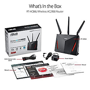 ASUS AC2900 WiFi Dual-band Gigabit Wireless Router with 1.8GHz Dual-core Processor and AiProtection Network Security (RT-AC86U) (Renewed)