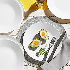 Corelle Vitrelle 4-Pieces 18-Oz Soup/Cereal Bowls, Chip & Crack Resistant Glass Dinnerware Set Bowls, Winter Frost White