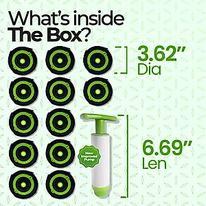 Burp Lids 12 Pack Curing Kit - Fits All Wide Mouth Mason Jar Containers - A Home Harvesting Essential. 12 lids + extraction pump. Vacuum sealed for successful cure.