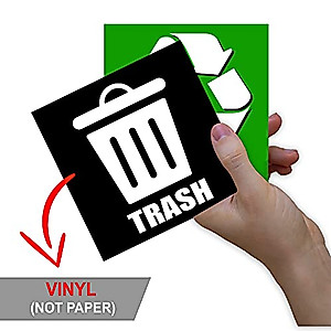 Trash and Recycling Stickers - 4" х 4" Recycle and Trash Stickers - Pack of 4 - Trash and Recycle Stickers - Waste Management Sticker - Trash Recycle Stickers - Recycling Stickers for Trash Can