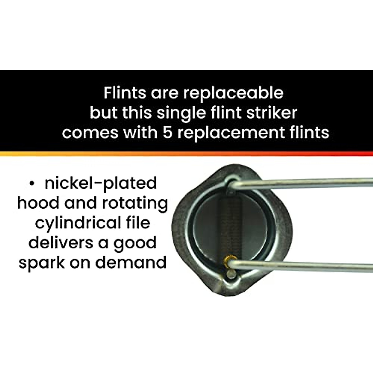 Hot Max 24172 Single Flint Striker with 5 Replacement Flints