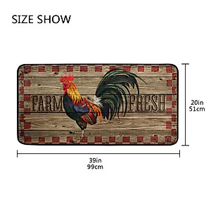 ALAZA Rooster Kitchen Floor Mat Farmhouse Kitchen Non Slip Comfort Mat 39x20 inches
