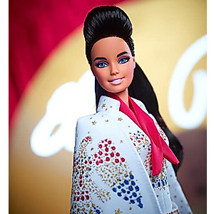 Barbie Signature Elvis Presley Barbie Doll (12-in) With Pompadour Hairstyle, Wearing “American Eagle” Jumpsuit, Gift for Collectors