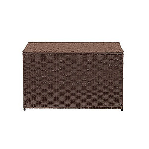 Household Essentials Dark Brown ML-7145 Decorative Wicker Chest with Lid for Storage and Organization | Large