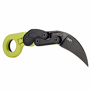 CRKT Provoke Zap Kinematic EDC Folding Pocket Knife: Morphing Karambit, Black Stonewash Stainless Steel Blade, Green Grivory Handle with Integrated Safety Lock, Low Profile Pocket Clip 4041G