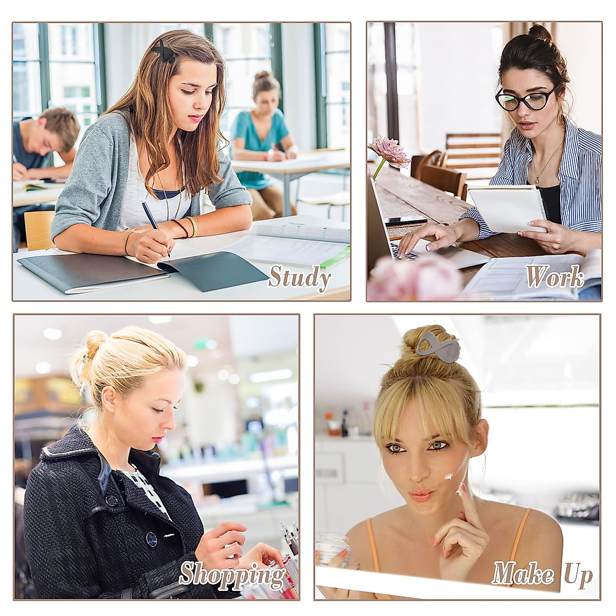 6 Packs Flat Hair Clips, French Concord Hair Clips, Lay Down Claw Clips for Women Girls, Medium Banana Hair Clips for Thin Short Hair, 3.35 Inch Strong Hold Hair Barrettes for Styling Sectioning