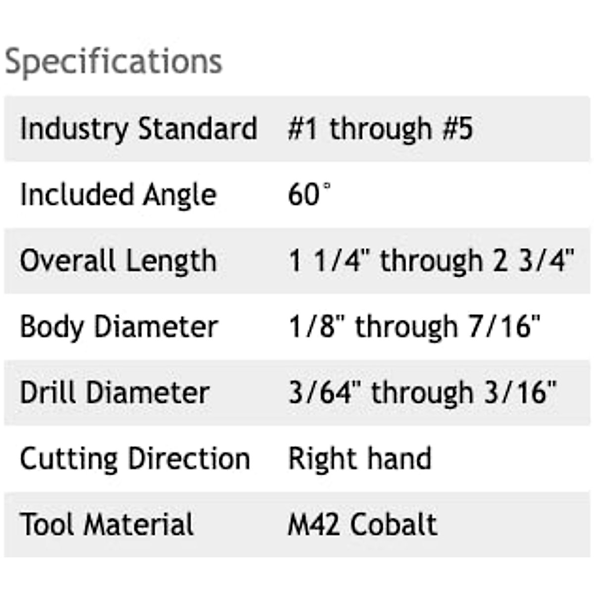 #1-5 Center Drills, Cobalt - Combined Drill and Countersink - 60 Degree Included Angle, LittleMachineShop.com (4859)