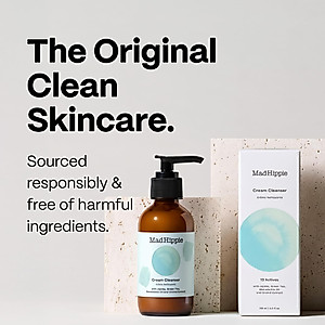 Mad Hippie Cream Cleanser - Hydrating Facial Cleanser with Jojoba Oil, Green Tea, Orchid Extract, and Hyaluronic Acid, Gentle Face Cleanser for Dry, Sensitive Skin, 4 Fl Oz