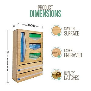 Ziplock Bag Organizer, Plastic Baggie Organizer for Pantry or Cabinet With Saran Wrap and Aluminum Foil Holder and Cutter. Gallon, Quart, Sandwich, and Snack Ziplock Bag Storage for Kitchen Drawer